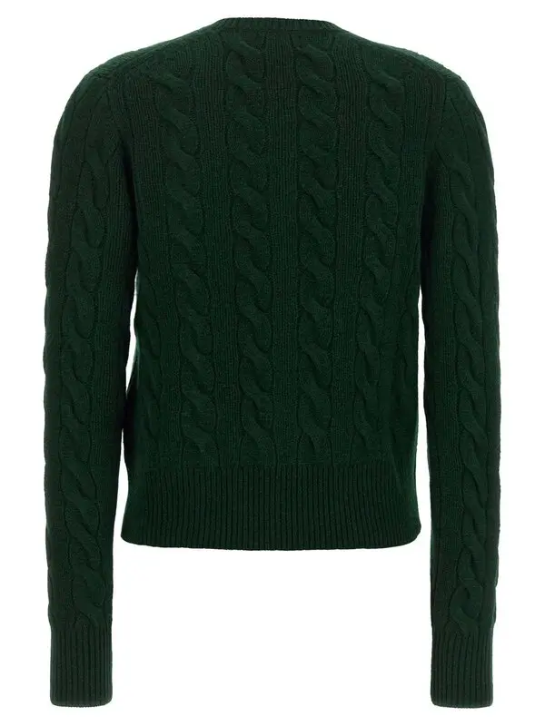Polo Ralph Lauren Cable Knit Embroidered Pony Cardigan - Green