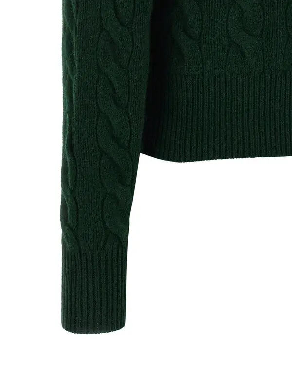 Polo Ralph Lauren Cable Knit Embroidered Pony Cardigan - Green