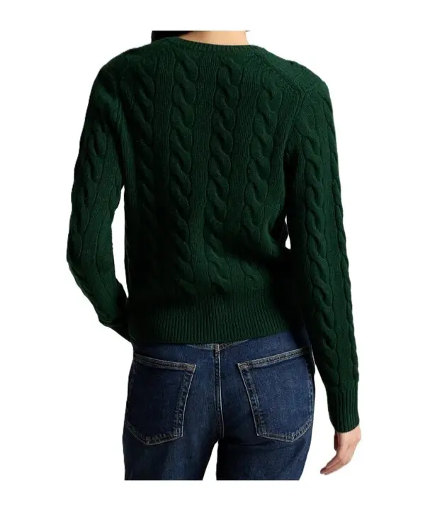 Polo Ralph Lauren Cable Knit Embroidered Pony Cardigan - Green