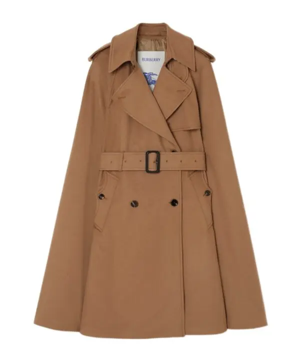 Burberry Cashmere Belmont Trench Cape - Camel Brown