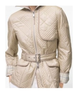 Burberry Quilted Nylon Jacket With Belt Detail - Stone Beige
