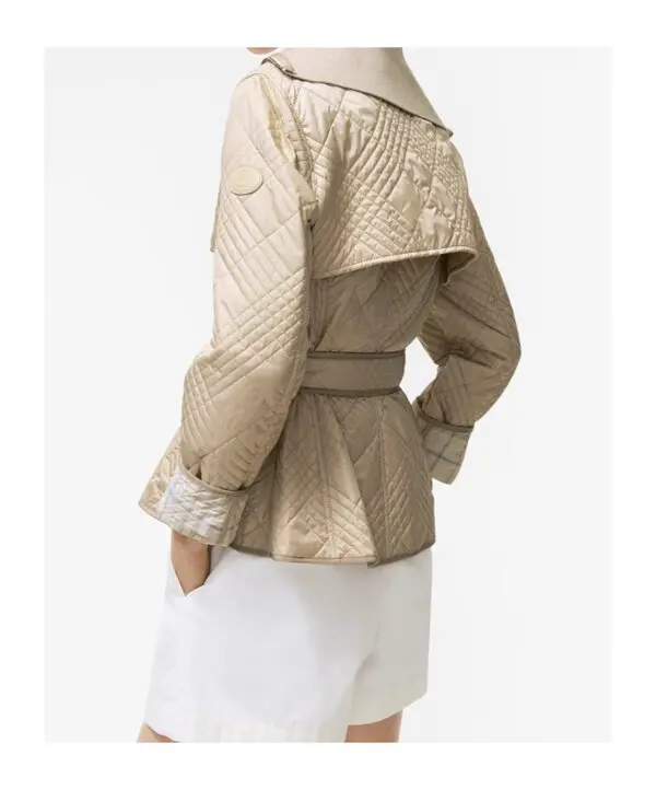 Burberry Quilted Nylon Jacket With Belt Detail - Stone Beige