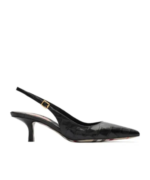 Burberry Crocodile-effect Leather Dame Slingback Pumps