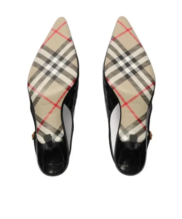 Burberry Crocodile-effect Leather Dame Slingback Pumps