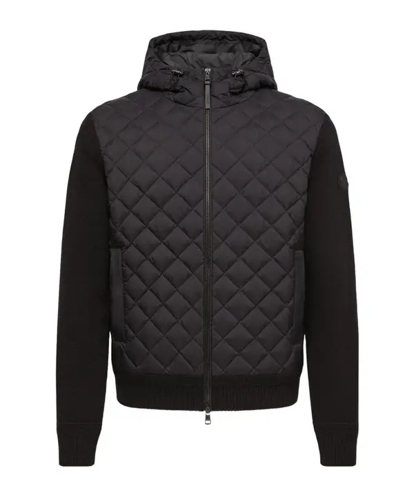 Moncler Wool Cashmere Blend Quilted Hoodie