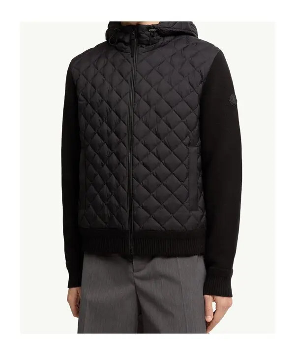 Moncler Wool Cashmere Blend Quilted Hoodie