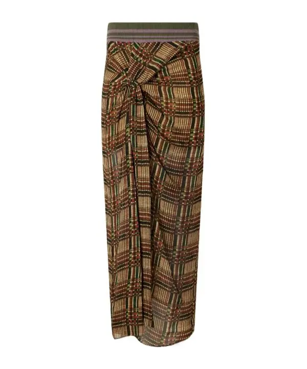 Dries Van Noten Checked Georgette Midi Skirt