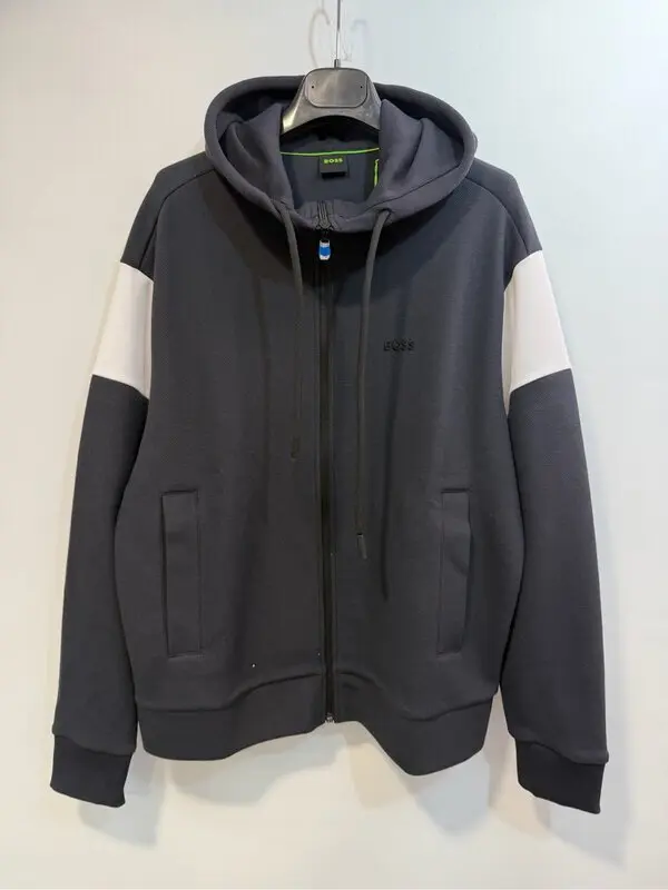 Hugo Boss Regular-fit Zip-up Sweatshirt In Spacer Pique