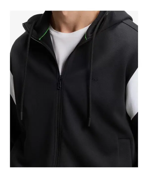 Hugo Boss Regular-fit Zip-up Sweatshirt In Spacer Pique