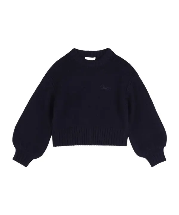 Chloé Logo-embroidered Ribbed-trim Wool Sweater