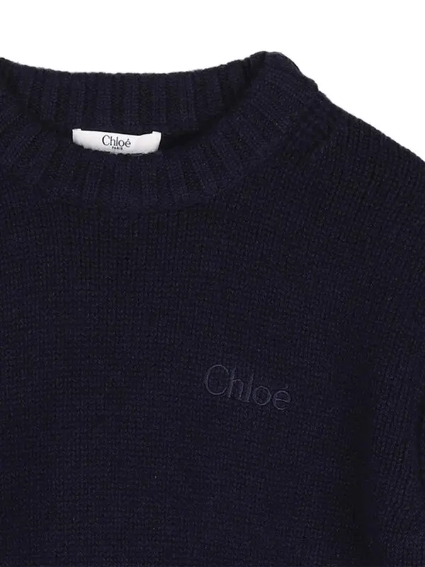 Chloé Logo-embroidered Ribbed-trim Wool Sweater