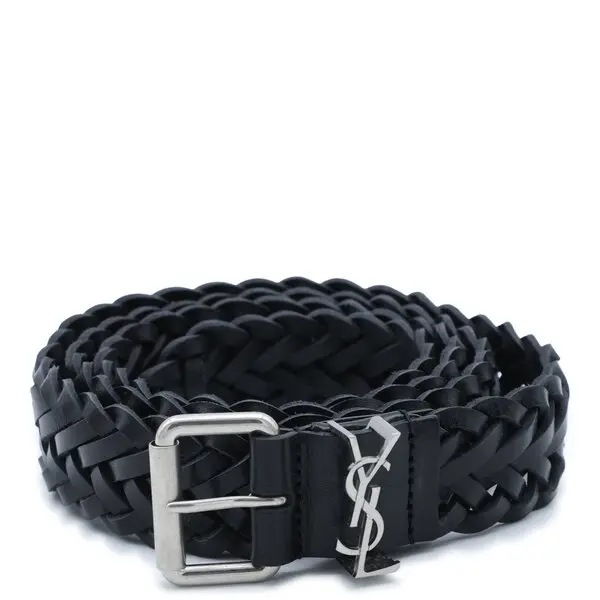 Saint Laurent Logo Plaque Buckled Belt