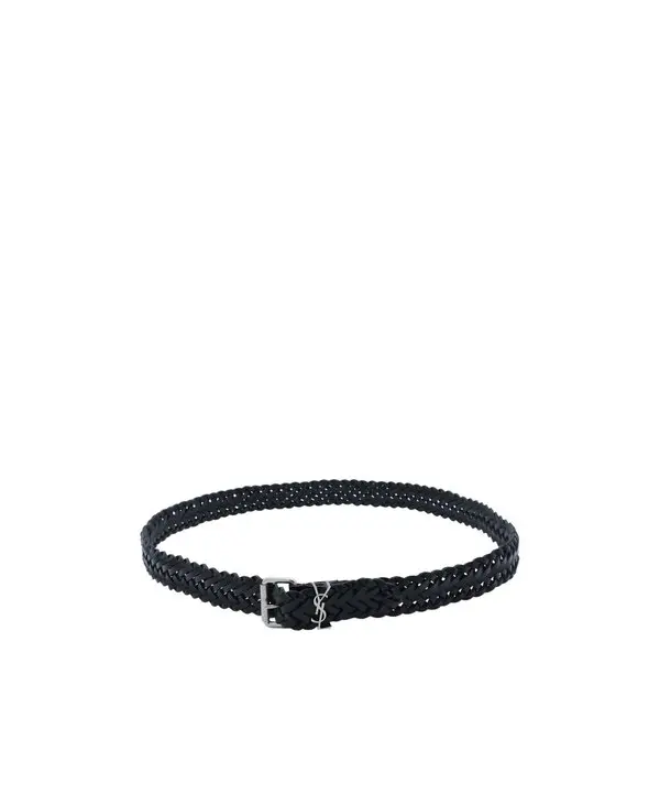 Saint Laurent Logo Plaque Buckled Belt - No
