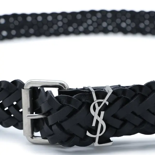 Saint Laurent Logo Plaque Buckled Belt