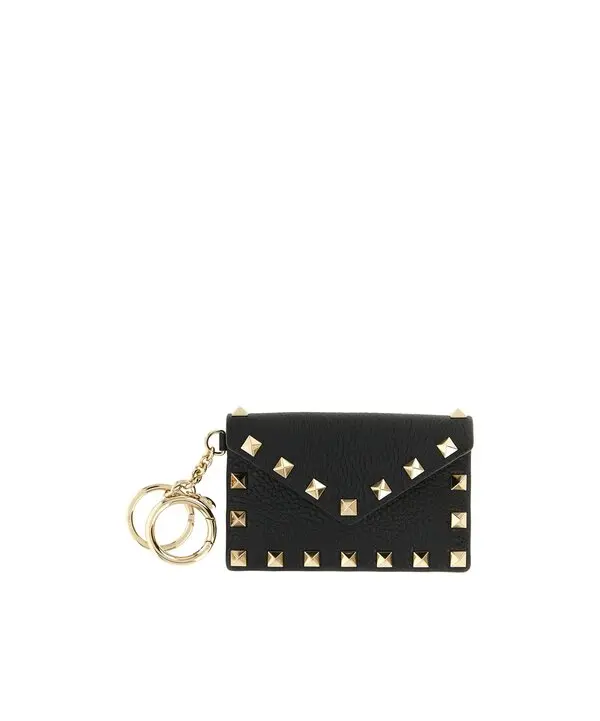 Valentino Garavani Rockstud Charm In Grainy Calfskin - Black