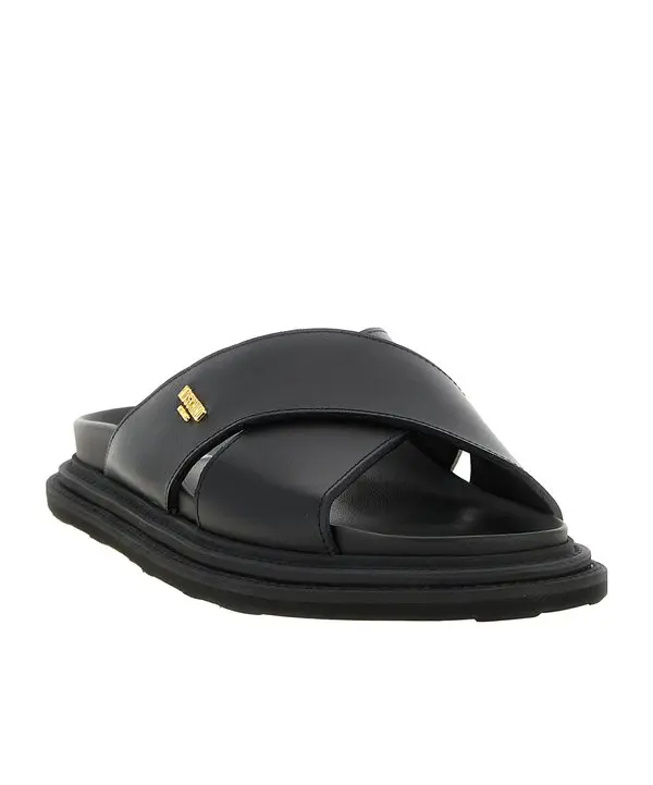 Moschino Leather Sabots With Logo