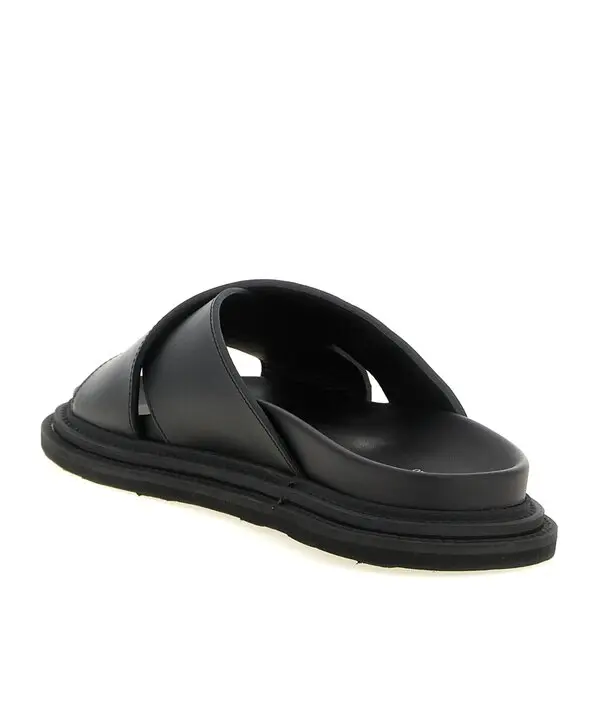 Moschino Leather Sabots With Logo