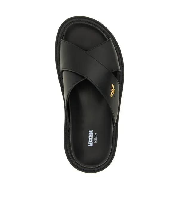 Moschino Leather Sabots With Logo