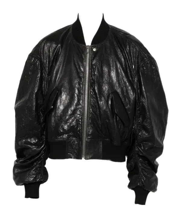 Rick Owens Crinkled-leather Bomber Jacket