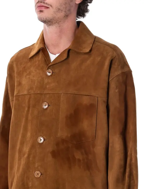 AMI Paris Buttoned Curved Hem Overshirt