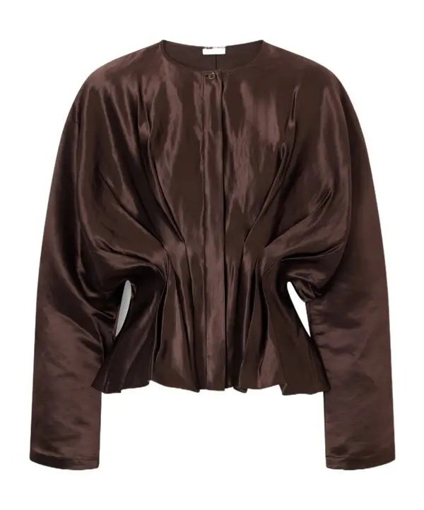 JOSEPH Waist-cinched Cropped Satin Top