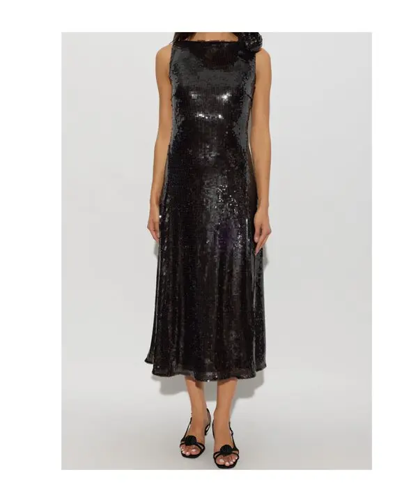 ROTATE BY BIRGER CHRISTENSEN Sequins Midi Flared Dress