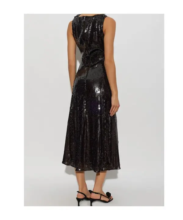 ROTATE BY BIRGER CHRISTENSEN Sequins Midi Flared Dress