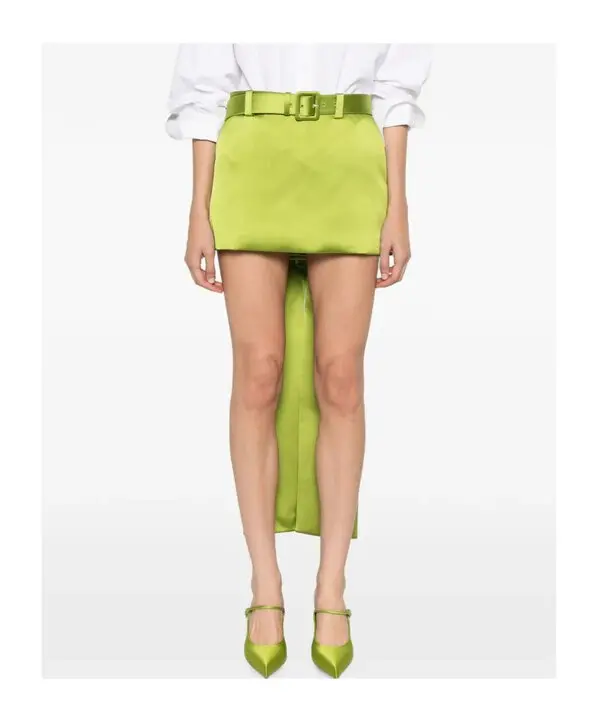 SELF-PORTRAIT Satin Bow-detailed Belted Mini Skirt