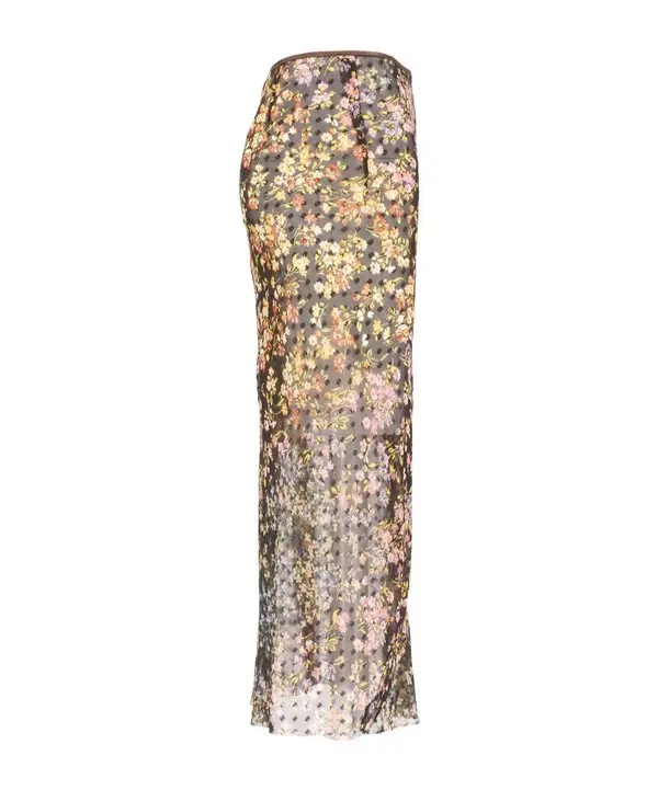 Dries Van Noten Floral Patchwork Jacquard Midi Skirt