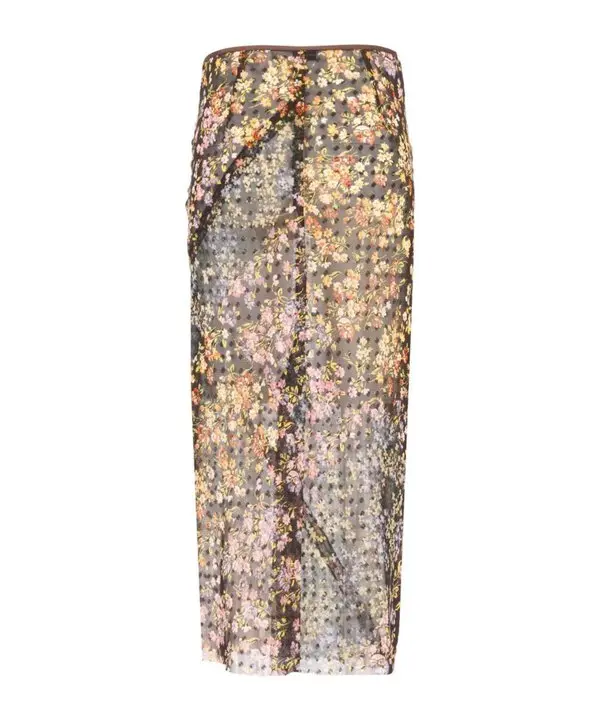 Dries Van Noten Floral Patchwork Jacquard Midi Skirt