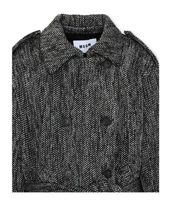 MSGM Herringbone-pattern Double-breasted Coat
