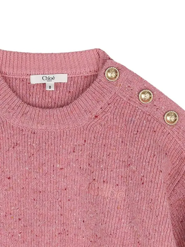 Chloé Button-detail Embroidered-logo Sweater