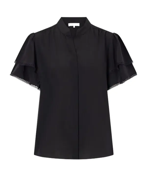 FRAME Flutter Sleeve Satin Blouse