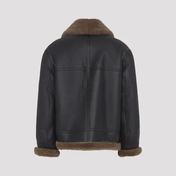 Saint Laurent Long-sleeved Leather Coat