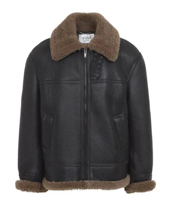 Saint Laurent Shearling-trimmed Leather Jacket