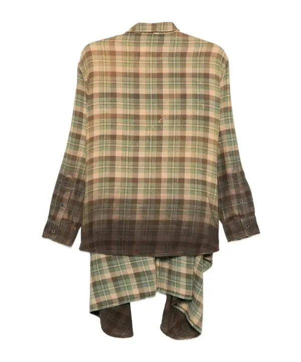 R13 Check-print Distressed-effect Shirt