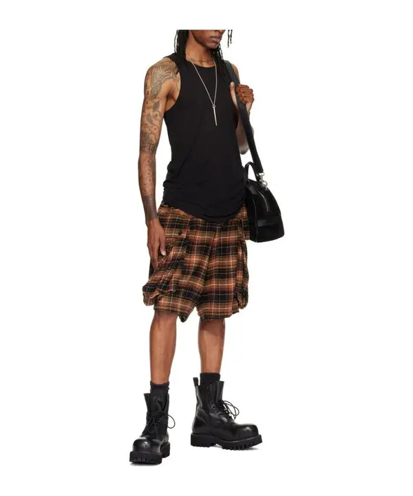 R13 Checkered Cargo Shorts - Black
