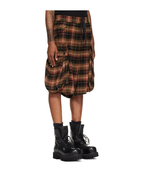R13 Checkered Cargo Shorts - Black