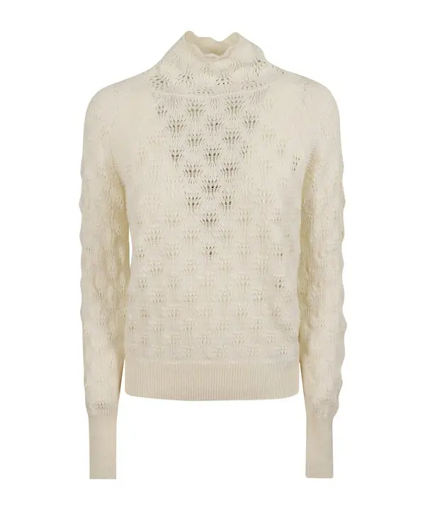 Ermanno Scervino Pointelle High Neck Knitted Sweater - No