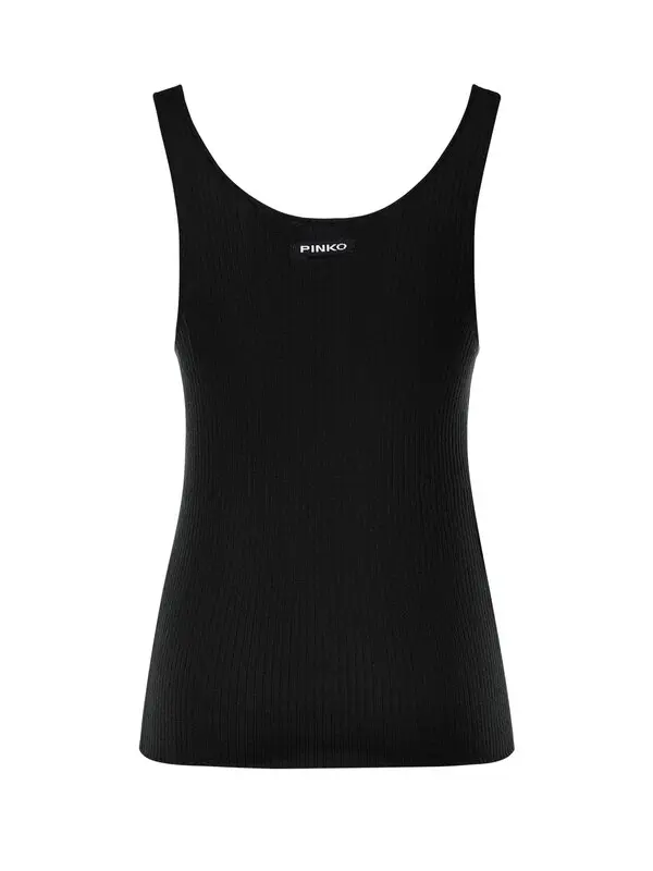 Pinko Ribbed Logo Knit Top