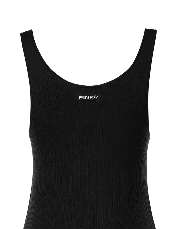 Pinko Ribbed Logo Knit Top