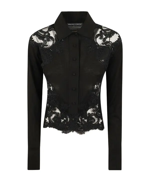 Ermanno Scervino Sheer Lace Panel Shirt