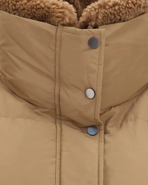 Brunello Cucinelli Techno Cotton Taffeta Down Jacket With Detachable Shearling Insert And Monili
