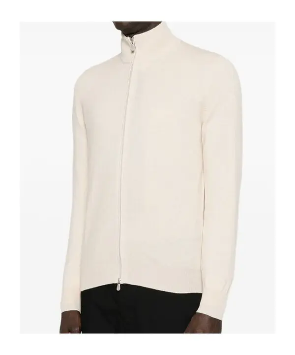 Brunello Cucinelli High Neck Zip-up Knitwear - White