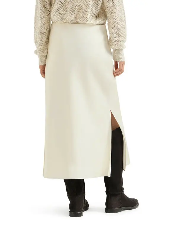 Brunello Cucinelli Pencil Draped Midi Skirt