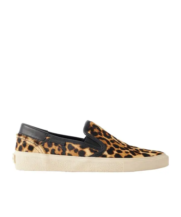 NILI LOTAN Leopard Print Calf Hair Slip-on Sneakers - No