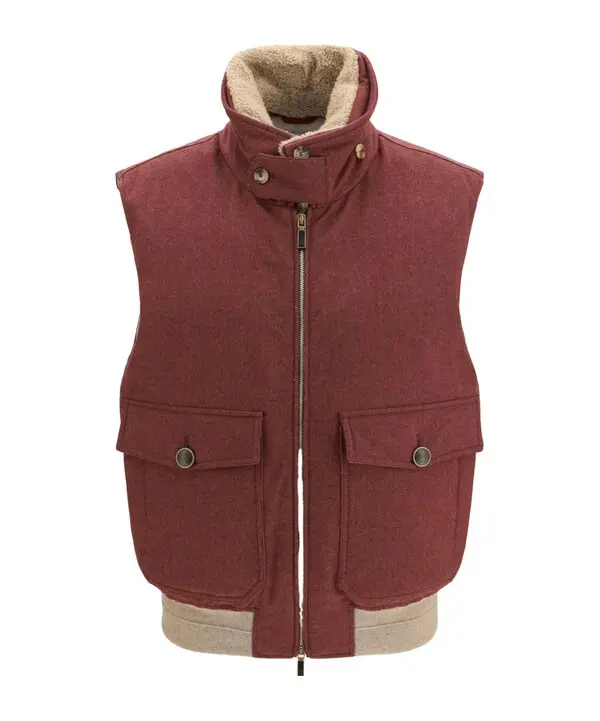 Brunello Cucinelli Padded Wool Gilet - Red