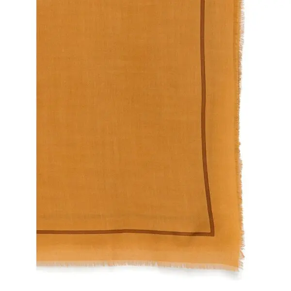 Saint Laurent Logo-print Frayed Scarf - Orange
