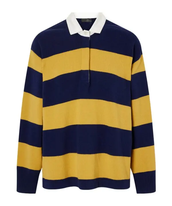 NILI LOTAN Striped Long Sleeve Lapel Knit Sweater