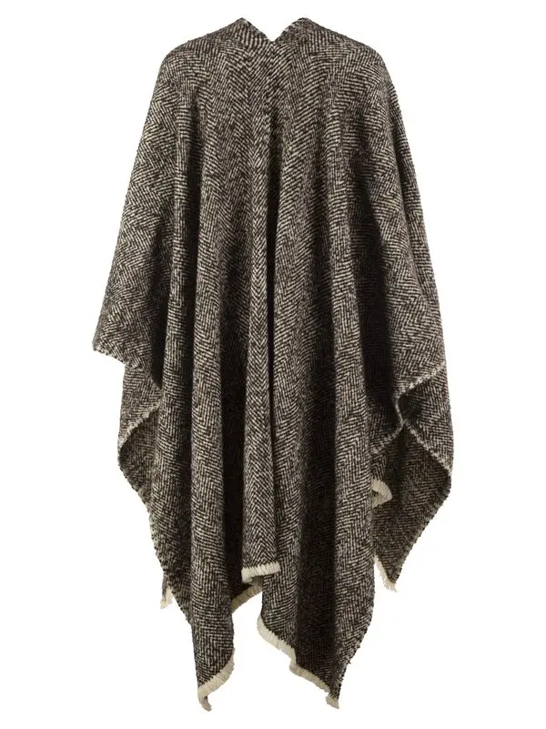 Brunello Cucinelli Herringbone Oversized Cape